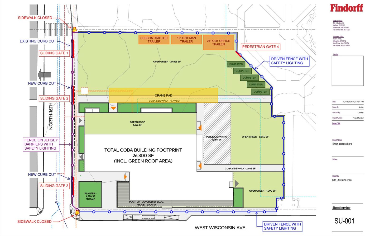 Site work underway at 16th Street and Wisconsin Avenue; pedestrians ...