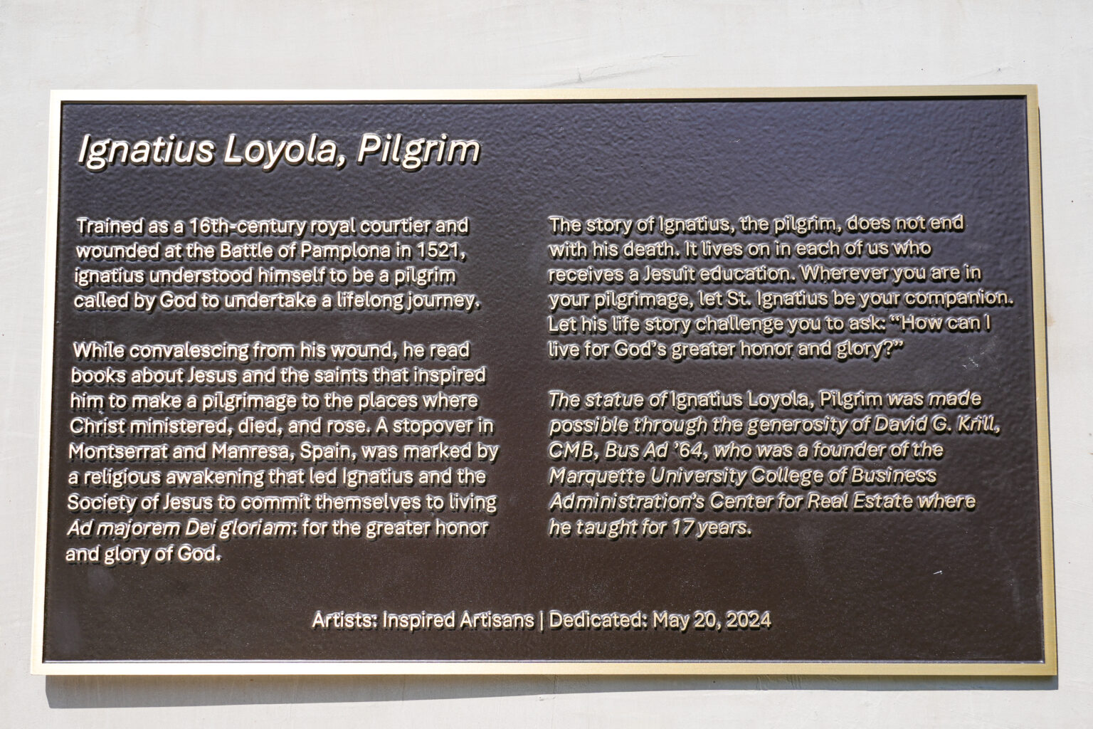 New statue of St. Ignatius installed, blessed outside Chapel of the ...