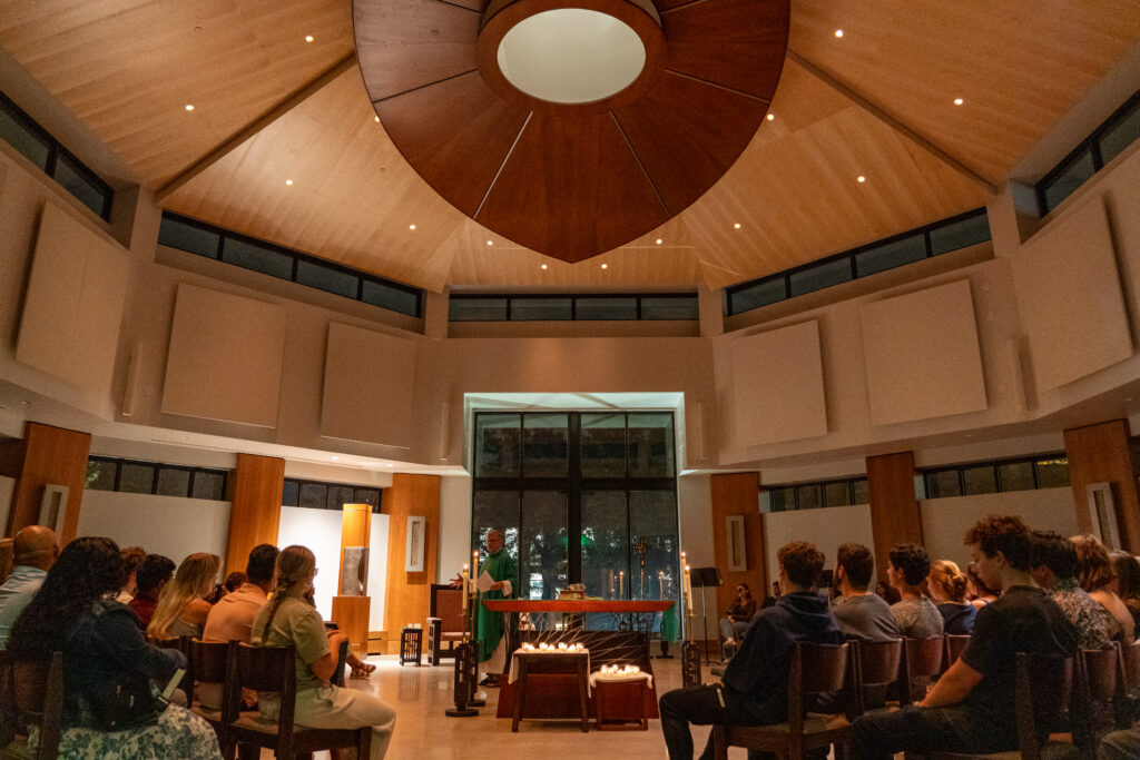 Chapel of the Holy Family re-opens with candlelight Mass | Marquette Today
