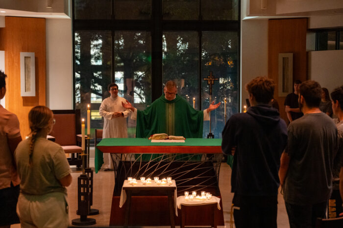 Chapel of the Holy Family re-opens with candlelight Mass | Marquette Today
