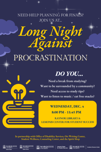 Long night against procrastination, Dec. 4 | Marquette Today