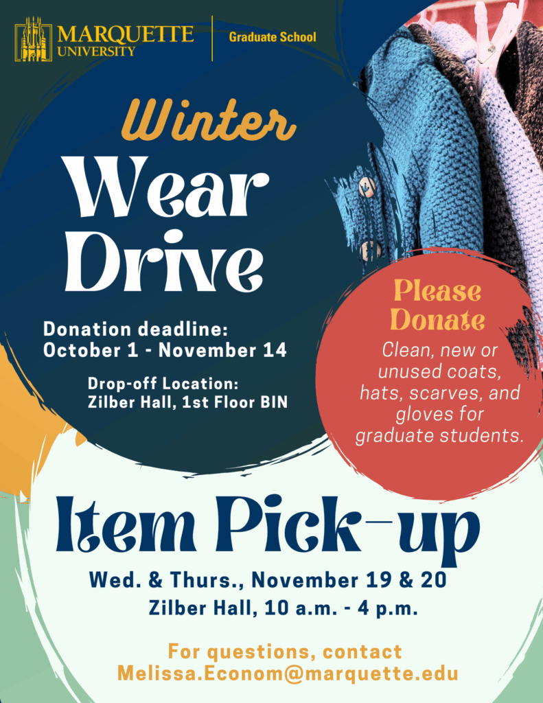 Winter wear drive for graduate students begins Oct. 1 | Marquette Today